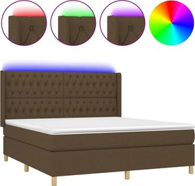 Box spring postel s matrací a LED tmavě hnědá 160x200 cm textil 3139128