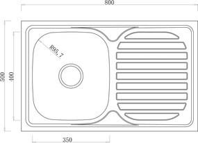 Velazo Dřez 1 komorový s odkapávačem, nerez - , 80x50 cm
