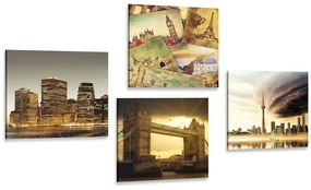 Set obrazů tajuplné města Varianta: 4x 60x60