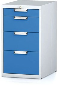 Alfa 3 Dílenský zásuvkový box na nářadí MECHANIC, 4 zásuvky, 480 x 600 x 840 mm, modré dveře