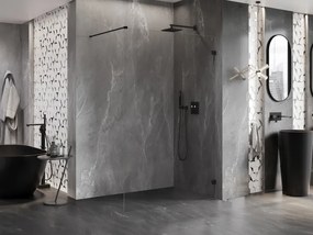 Mexen Lunar sprchová stěna pravá 160 x 200 cm, 8mm čiré sklo, černá matná, 830-160-000-70-00-P