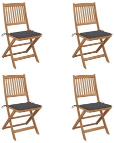 Skládací zahradní židle s poduškami 4 ks masivní akáciové dřevo,  3064671
