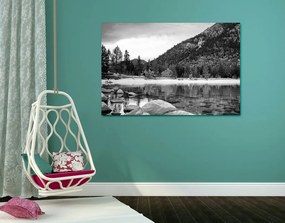 Obraz jezero v nádherné přírodě v černobílém provedení Varianta: 90x60