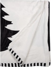Bílo-černý plyšový pléd se stromky Black&White X-Mas - 130*170 cm