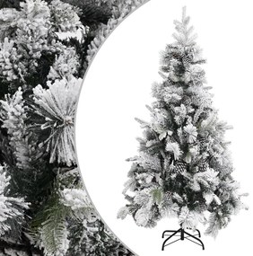 vidaXL Vánoční stromek se sněhem a šiškami 225 cm PVC a PE