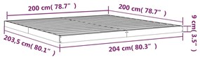 Rám postele černý 200 x 200 cm masivní borovice,  823428