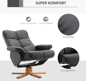 HOMCOM Relaxační Křeslo s Podnožkou, Úložný Prostor, Polstrované TV Křeslo s Funkcí Polohování, 360° Otočné TV Křeslo do Ložnice a Obývacího Pokoj, U…