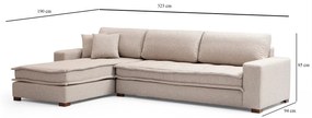 Designová rohová sedačka Wilano 323 cm písková béžová - levá