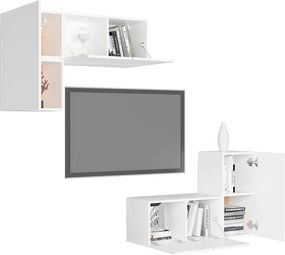 4dílný set TV skříněk bílý kompozitní dřevo 3078688