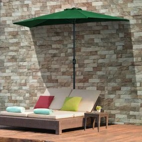 Outsunny poloviční slunečník balkónový slunečník 5 kovových prutů větrací štěrbina včetně 2,93 x 1,5 x 2,49 m vysoce hustý polyester zelený