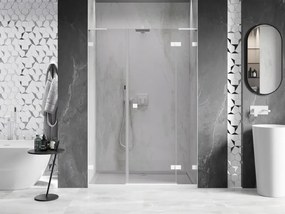 Mexen Lunar L, pravé otočné sprchové dveře 135 cm, 8mm čiré sklo, bílý profil, 834SL-135-050-20-00-P