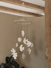 Ferm Living Závěsný kolotoč Swif Bird Undyed, krémová barva, textil