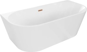 Mexen Oval, volně stojící nástěnná vana 180 x 80 cm, bílá, měděný přepad, 52671808000-65