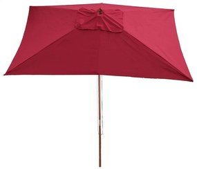 Slunečník Florida 2x3m - polyester/dřevo - bordeaux
