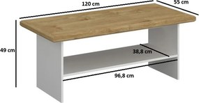 Konferenční stolek 120 bílý / dub harbor Riva