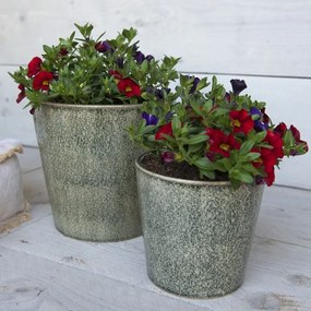 Zelený dekorační obal na květináč Mion L - Ø 17*16 cm
