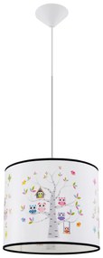 Dětské závěsné svítidlo Owls, 1x plastové stínítko se vzorem, (fi 40cm)