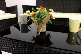 Zahradní sestava k sezení NALORA | stůl + pohovka + 2x křeslo | hnědá | polstrování v ceně | SAD1408