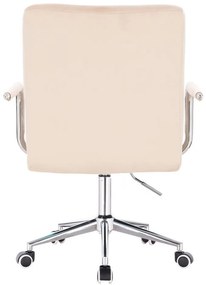 LuxuryForm Židle VERONA VELUR na stříbrné podstavě s kolečky - krémová