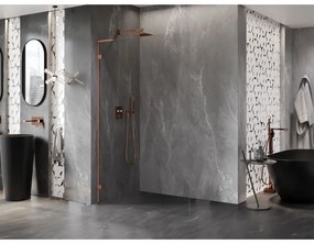 Mexen, Mexen Lunar L sprchová stěna levá 80 x 200 cm, průhledná 8 mm, růžové zlato - 830L-080-000-60-00-L