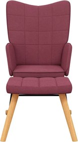 Houpací křeslo se stoličkou vínové textil 328026