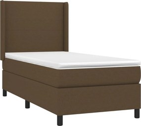 Box spring postel s matrací a LED tmavě hnědá 90x190 cm textil 3138120