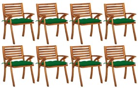 Zahradní židle s poduškami 8 ks masivní akáciové dřevo,  3075221