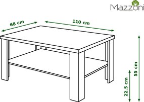 Mazzoni FALCO 110x68 bílý/dub sonoma - Konferenční stolek