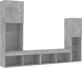 4dílná obývací stěna s LED betonově šedá kompozitní dřevo 3216657