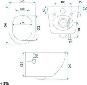 Závěsný WC komplet bez příruby s funkcí bidetu REA CARLO LUX RIMLESS, včetně SoftClose sedátka, bílá