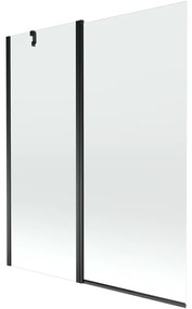 Mexen Flip, 1-křídlová vanová zástěna 140 x 150 cm, 6 mm čiré sklo, černý profil, 894-140-101-70-00