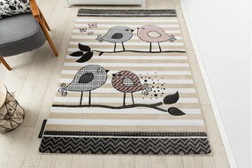 Dywany Łuszczów, Dětský kusový koberec Petit Birds cream, 140x190, šedá, dětský pokoj