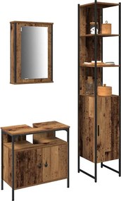 Sada koupelnového nábytku 3 ks Staré dřevo 33 x 33 x 185,5 cm 3332555