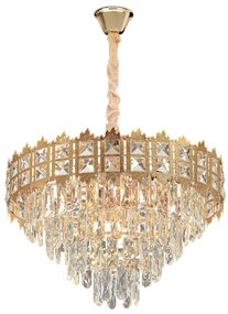 Toolight Toolight, křišťálové závěsné svítidlo 60cm, 8xE14, G049-CP, zlatá, OSW-08943