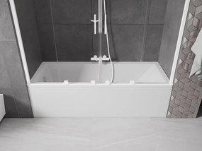 Mexen Velar Duo, 2-křídlová posuvná vanová zástěna 200 x 150 cm, 8mm čiré sklo, bílý profil, 896-200-000-02-20