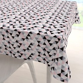 Biante Bavlněný čtvercový ubrus Sandra SA-110 Růžovo-černo-šedé trojúhelníčky 100x100 cm