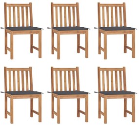 Zahradní židle 6 ks s poduškami masivní teak,  3073115