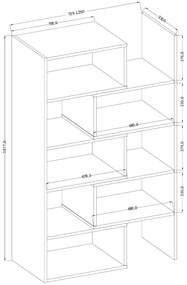 ADRK Designový regál na knihy s nastavitelnou šířkou KARMELO W 72-125, bílá