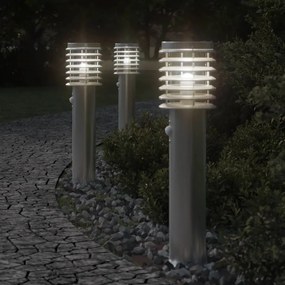 Venkovní stojací lampy s čidly 3 ks stříbrné 60cm nerezová ocel