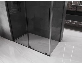 Mexen Velar, sprchový kout s posuvnými dveřmi 130 x 70 cm, 8mm šedé sklo, černá matná, 871-130-070-41-70