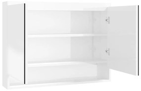 vidaXL Koupelnová skříňka se zrcadlem 80 x 15 x 60 cm MDF zářivě bílá