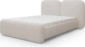 Postel Ollival 160x200 s kovovým roštem a úložným prostorem, bílý velur