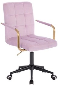 LuxuryForm DESIGN Otočná židle VERONA GOLD VELUR na černé podstavě s kolečky - levandule