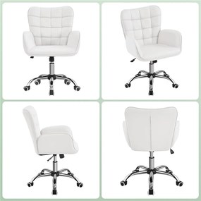 Kancelářská židle Yaheetech – bílá, 65,5 cm (délka) × 64,5 cm (šířka) × 83 cm – 93 cm (výška) (266457291649)