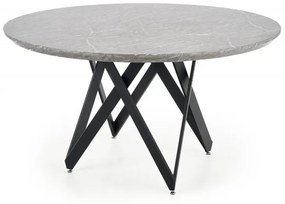 Jídelní kulatý stůl GUSTIMO –⁠ 140x77, mramor, šedý/černý