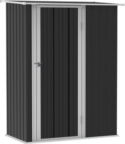 Zahradní kůlna Outsunny s dveřmi, venkovní ocelová, tmavě šedá 142 x 84 x 189 cm | Aosom