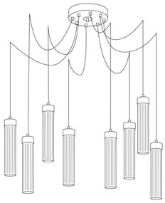 Kolarz 6009.30850 - Lustr na lanku RAGGIO 8xE14/25W/230V pavouk stříbro