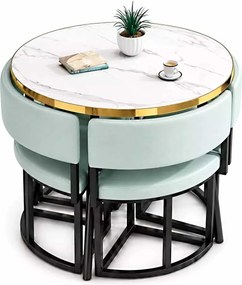 LuxuryForm DESIGN Jídelní set MONTE 4+1 - mint / bílý