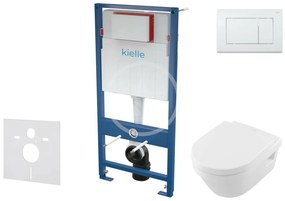 kielle - Set předstěnové instalace, klozetu Architectura a sedátka softclose, CeramicPlus, tlačítko Gemini lll, lesklá bílá