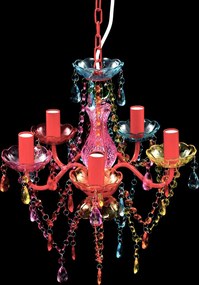 vidaXL RŮŽOVÝ klasický křišťálový lustr na 5 žárovek [240311] Barva: Růžová